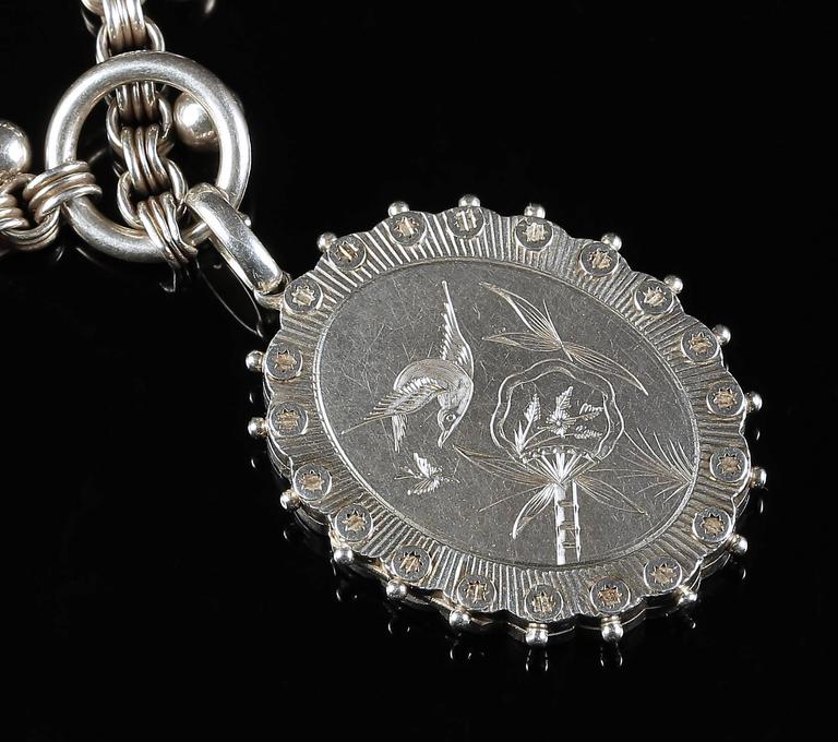 Antique Silver Locket Collar Necklace Dated Birmingham 1880 at 1stDibs