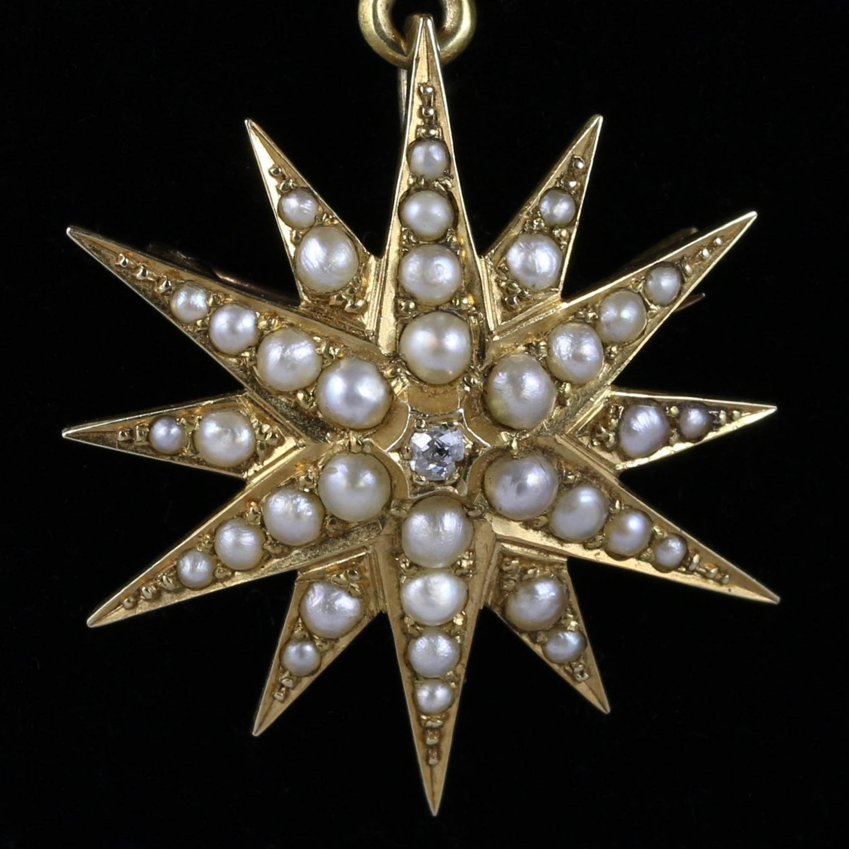 Antique Victorian Pearl Diamond Necklace 15 Carat Gold For Sale at ...