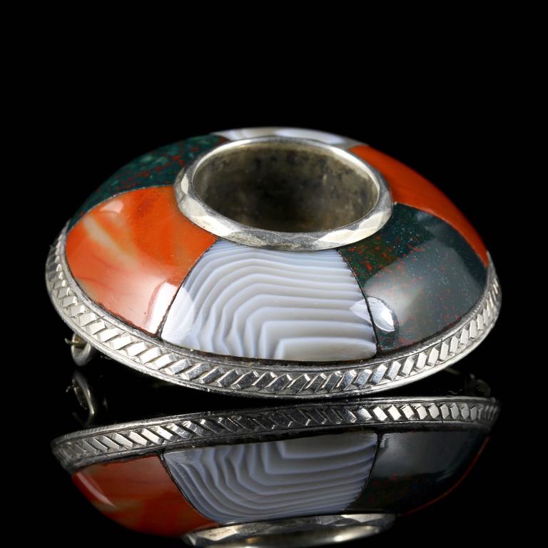 Antique Victorian Scottish Agate Brooch Plaid Agates For Sale at ...