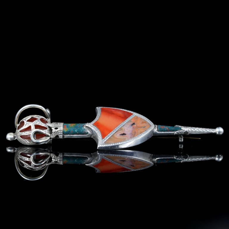 Antique Victorian Scottish Dirk Dagger Brooch Dated 1873 at 1stDibs