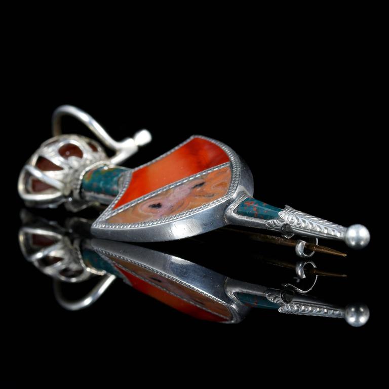 Antique Victorian Scottish Dirk Dagger Brooch Dated 1873 at 1stDibs