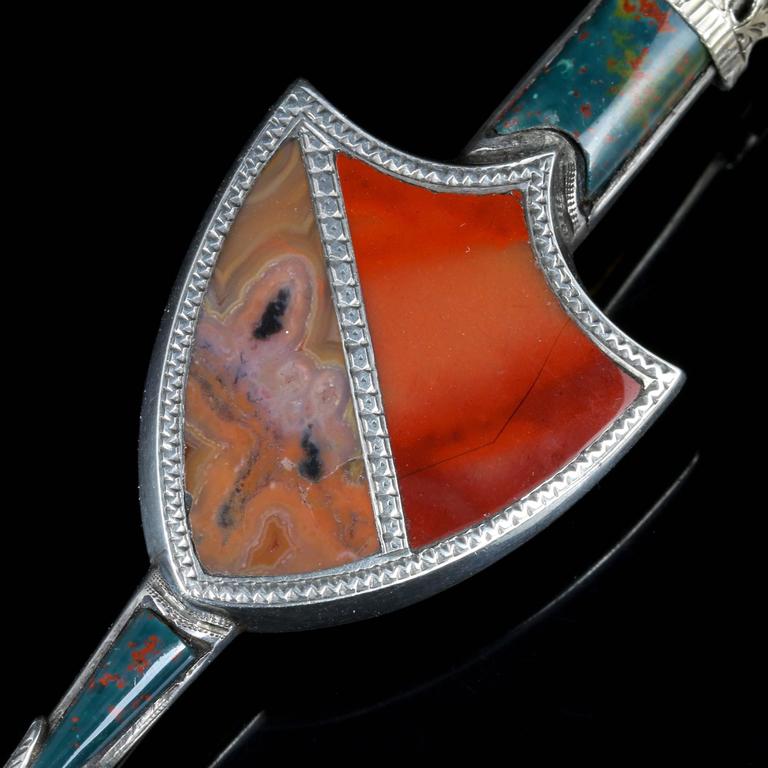 Antique Victorian Scottish Dirk Dagger Brooch Dated 1873 at 1stDibs