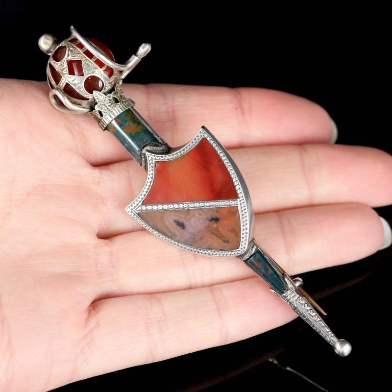 Antique Victorian Scottish Dirk Dagger Brooch Dated 1873 at 1stDibs