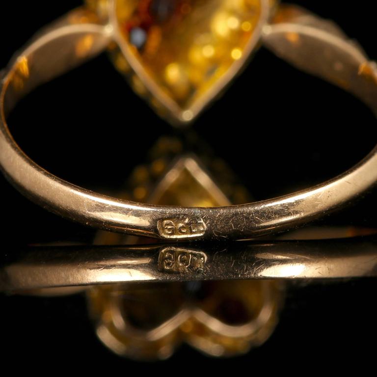 Antique Victorian Ruby Pearl Yellow Gold Heart Ring at 1stDibs