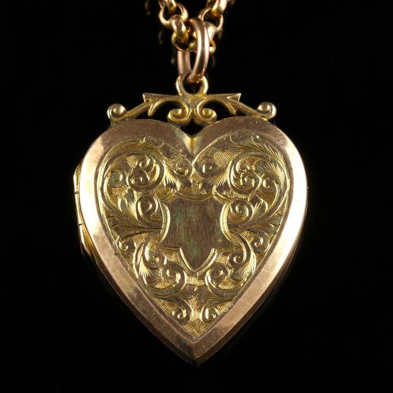 Antique Victorian Gold Heart Locket and Chain circa 1900 at 1stDibs ...