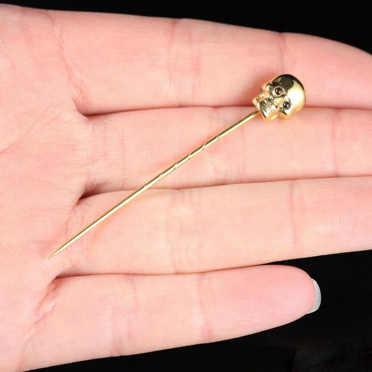 Antique Victorian Memento Mori Gold Skull Stick Pin at 1stDibs