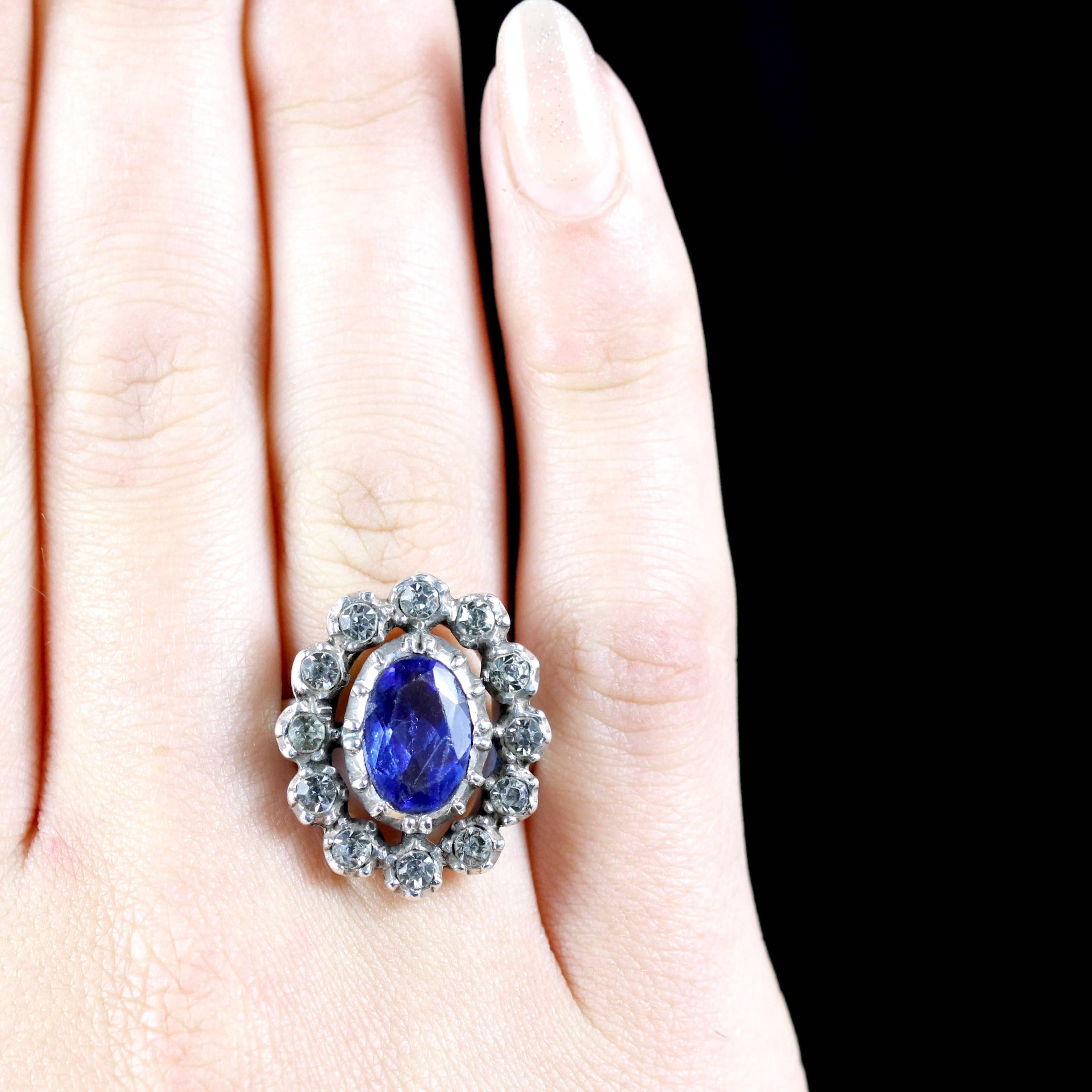 Antique Georgian Blue White Paste Silver Ring, circa 1800 For Sale at ...