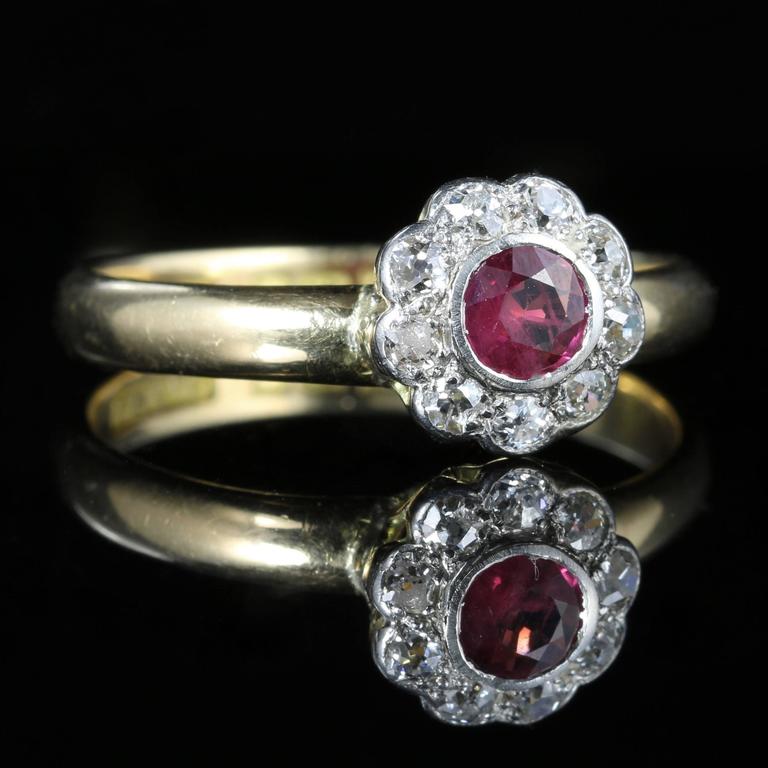 Antique Ruby Diamond 18 Carat Gold Dated Chester, 1903 Engagement Ring ...