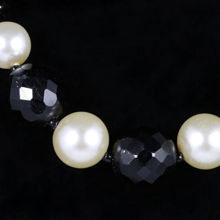 Art Deco French Jet and Pearl Necklace, circa 1920 at 1stDibs