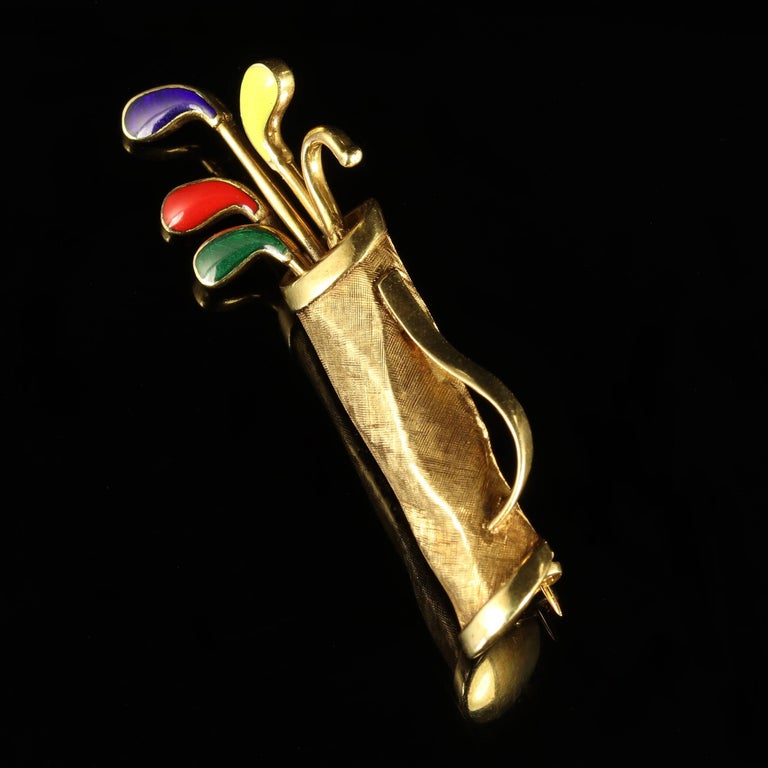 Vintage 18 Carat Gold Golf Club Brooch Garrard, 1973 at 1stDibs