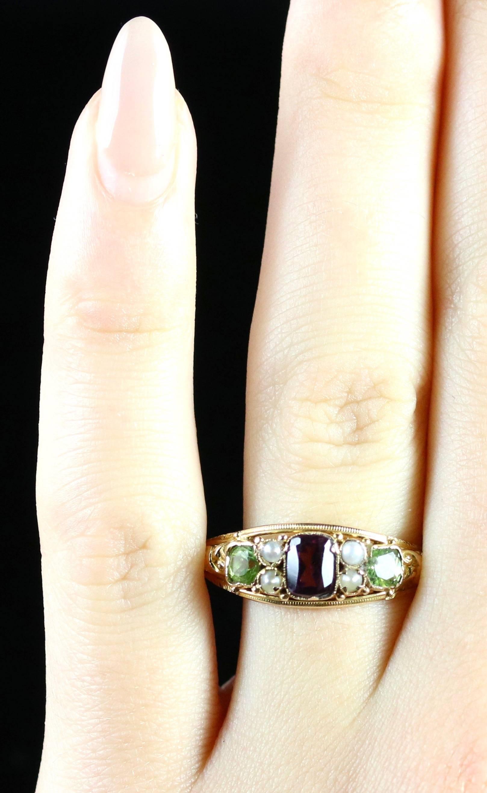 Victorian Suffragette Gold Ring Amethyst Pearl Peridot 15 Carat Dated ...