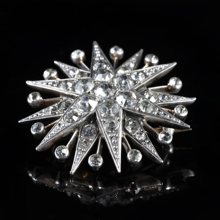 Victorian Silver Paste Star Brooch, circa 1880 at 1stDibs