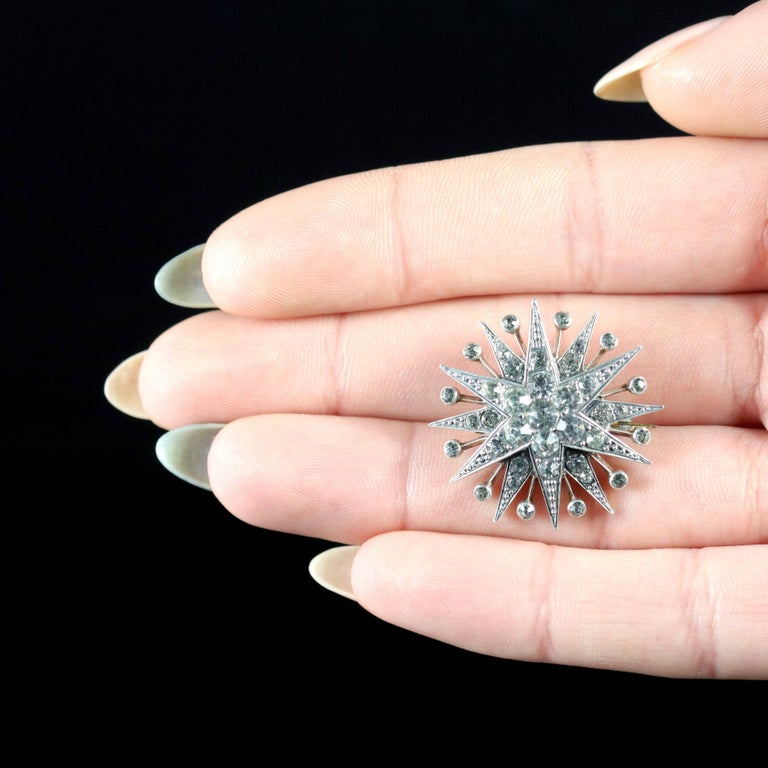 Victorian Silver Paste Star Brooch, circa 1880 at 1stDibs