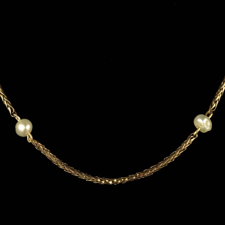 Antique Victorian Gold Pearl Plait Chain, Circa 1895 For Sale at 1stDibs