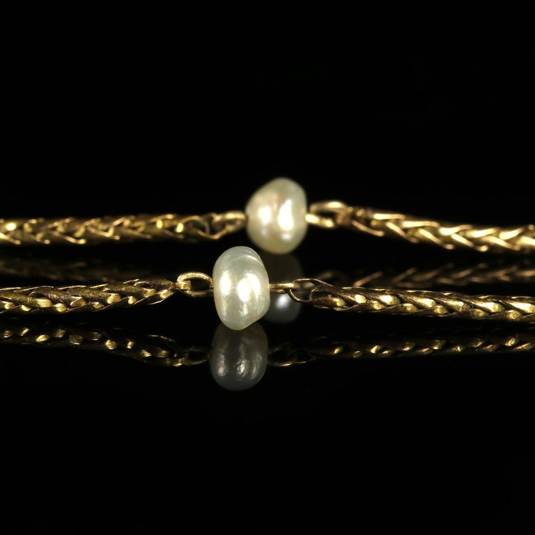 Antique Victorian Gold Pearl Plait Chain, Circa 1895 For Sale at 1stDibs