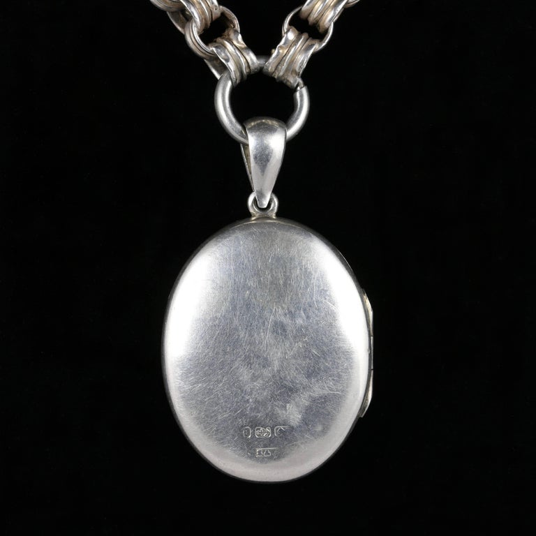 Antique Victorian Silver Locket and Collar, Birmingham, 1883 at 1stDibs