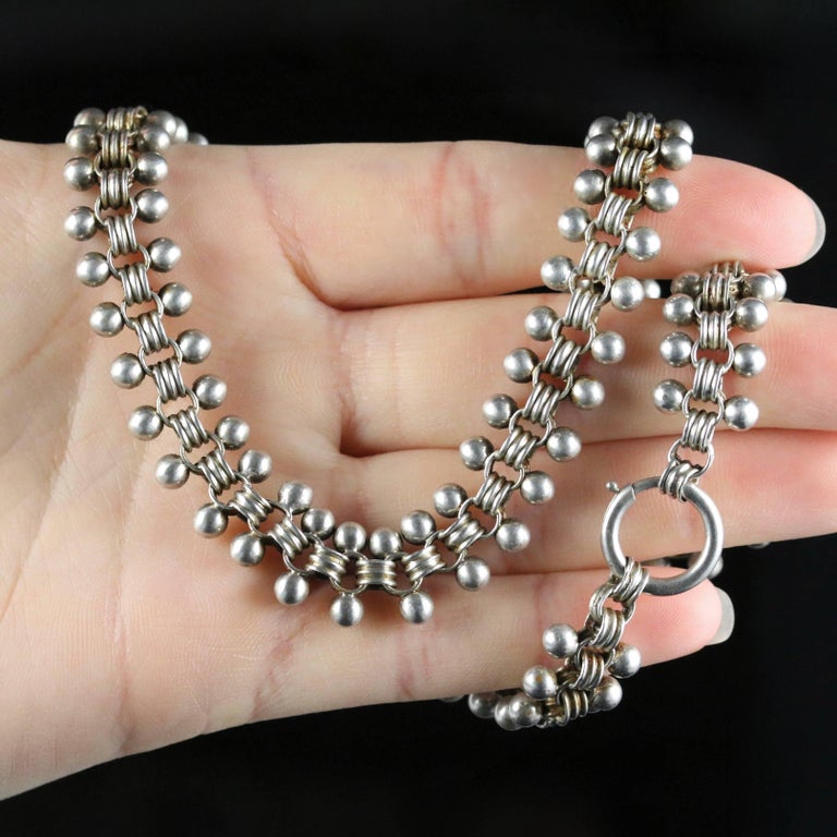 Antique Victorian Sterling Silver Collar Necklace, circa 1880 at 1stDibs