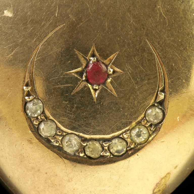 Antique Victorian Gold Locket Star and Crescent Ruby at 1stDibs