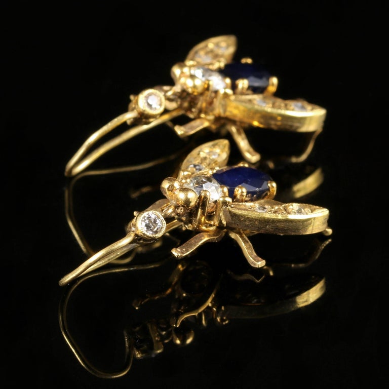 Victorian Diamond Sapphire Insect Earrings 18 Carat Gold, circa 1900 at ...