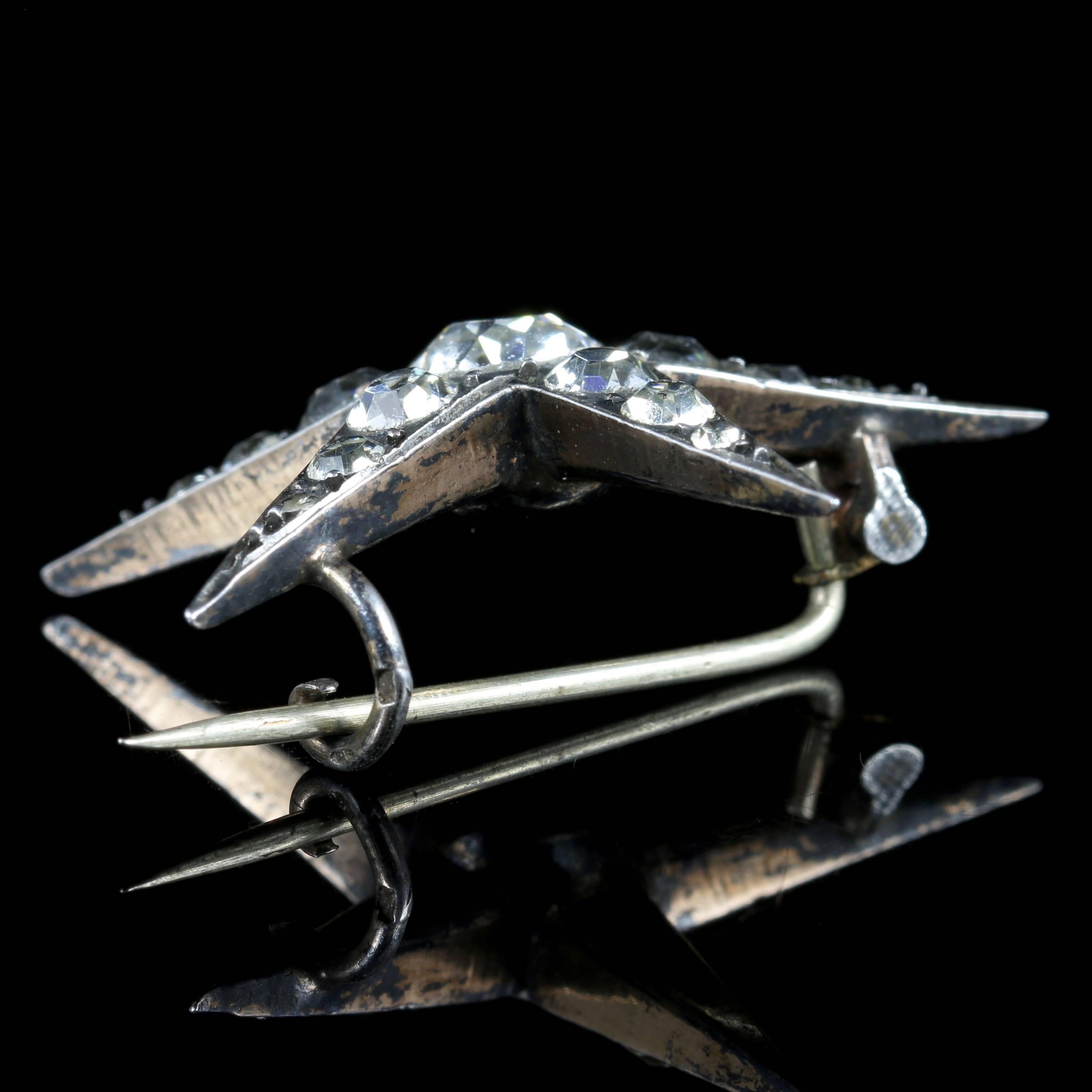 Victorian Paste Silver Five Point Star Brooch, circa 1900 at 1stDibs