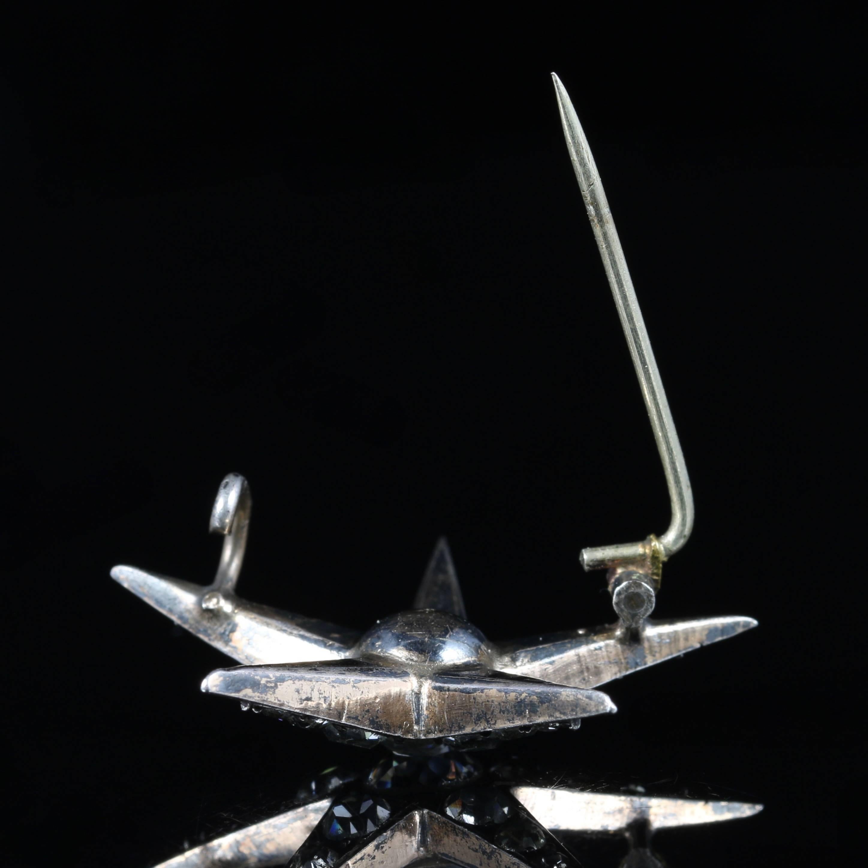 Victorian Paste Silver Five Point Star Brooch, circa 1900 at 1stDibs