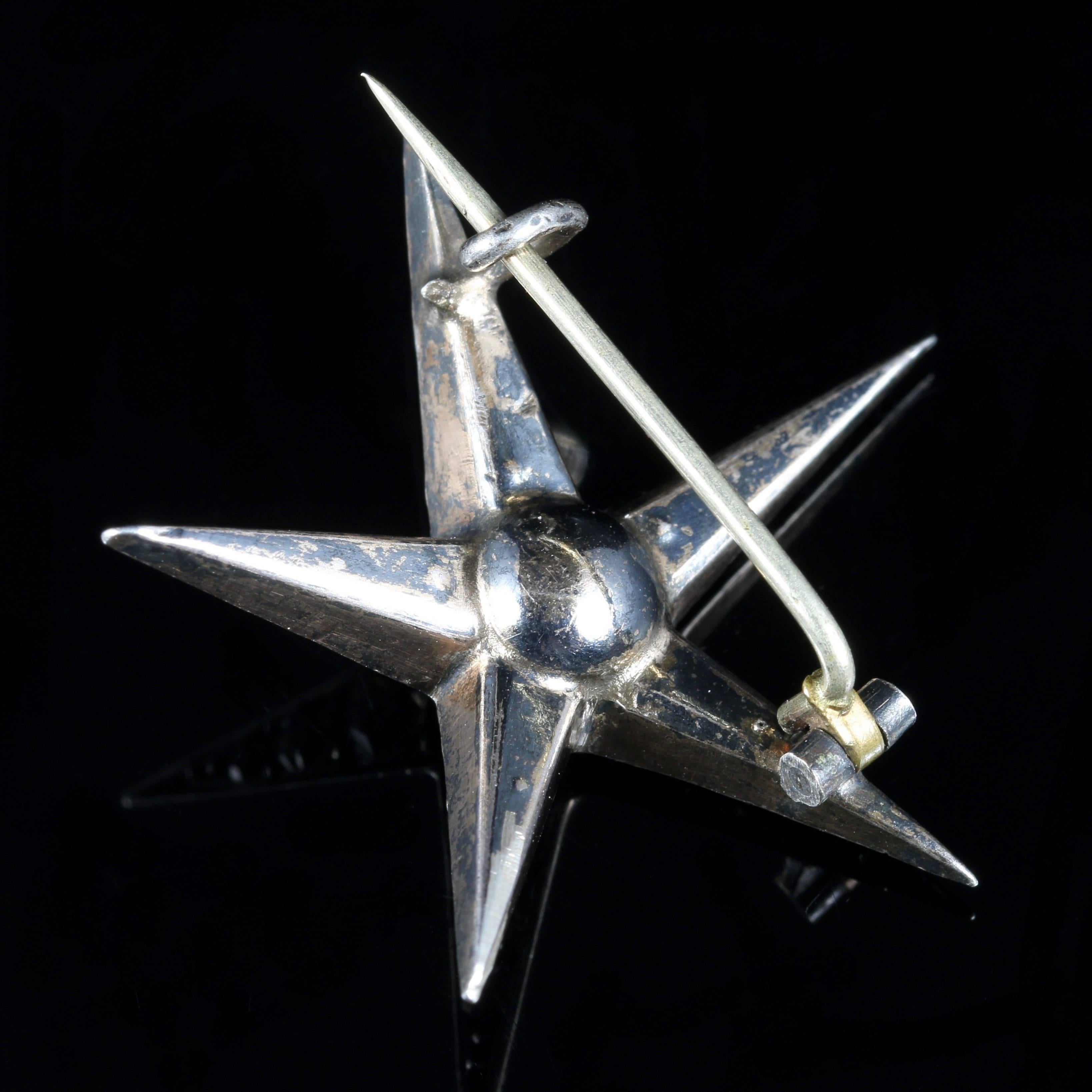 Victorian Paste Silver Five Point Star Brooch, circa 1900 at 1stDibs