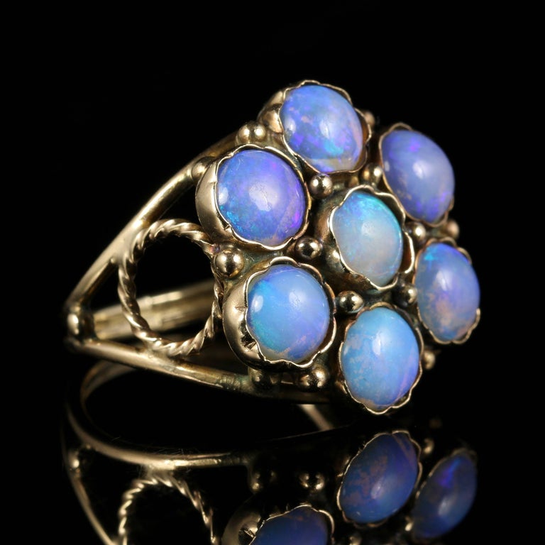Antique Victorian Opal Cluster Ring Rose Gold Fabulous Opals at 1stDibs