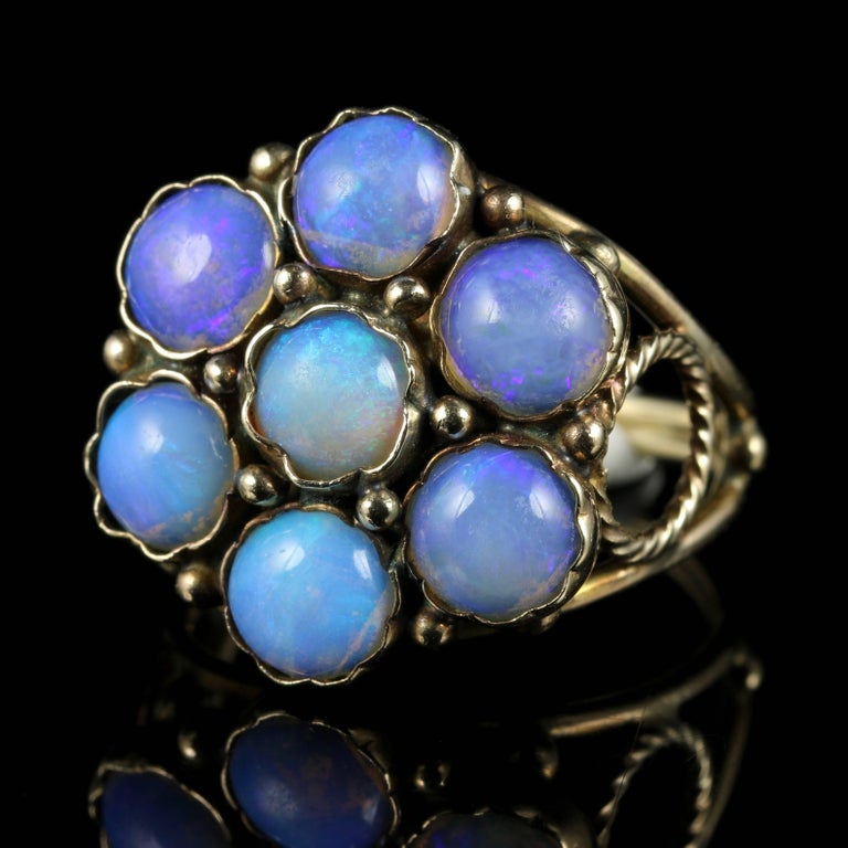 Antique Victorian Opal Cluster Ring Rose Gold Fabulous Opals at 1stDibs