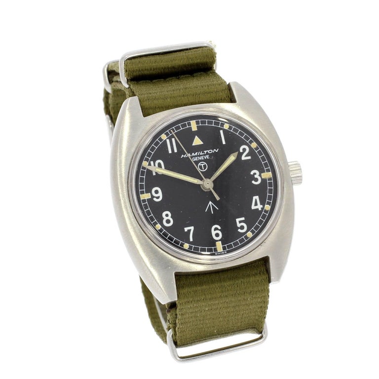 Hamilton Stainless Steel Military "Broad Arrow" Wristwatch at 1stDibs