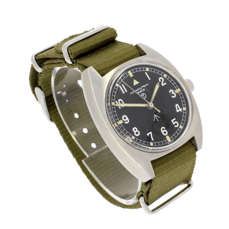 Hamilton Stainless Steel Military "Broad Arrow" Wristwatch at 1stDibs