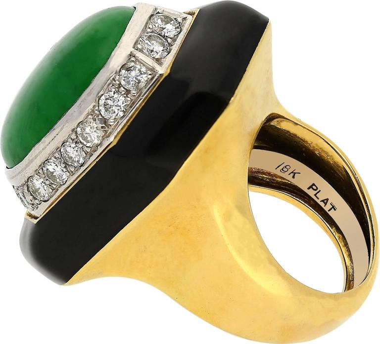 Certified David Webb Jadeite Jade Onyx Diamond Gold Platinum Cocktail ...