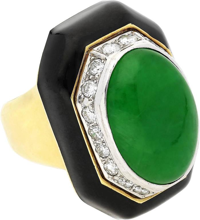 Certified David Webb Jadeite Jade Onyx Diamond Gold Platinum Cocktail ...