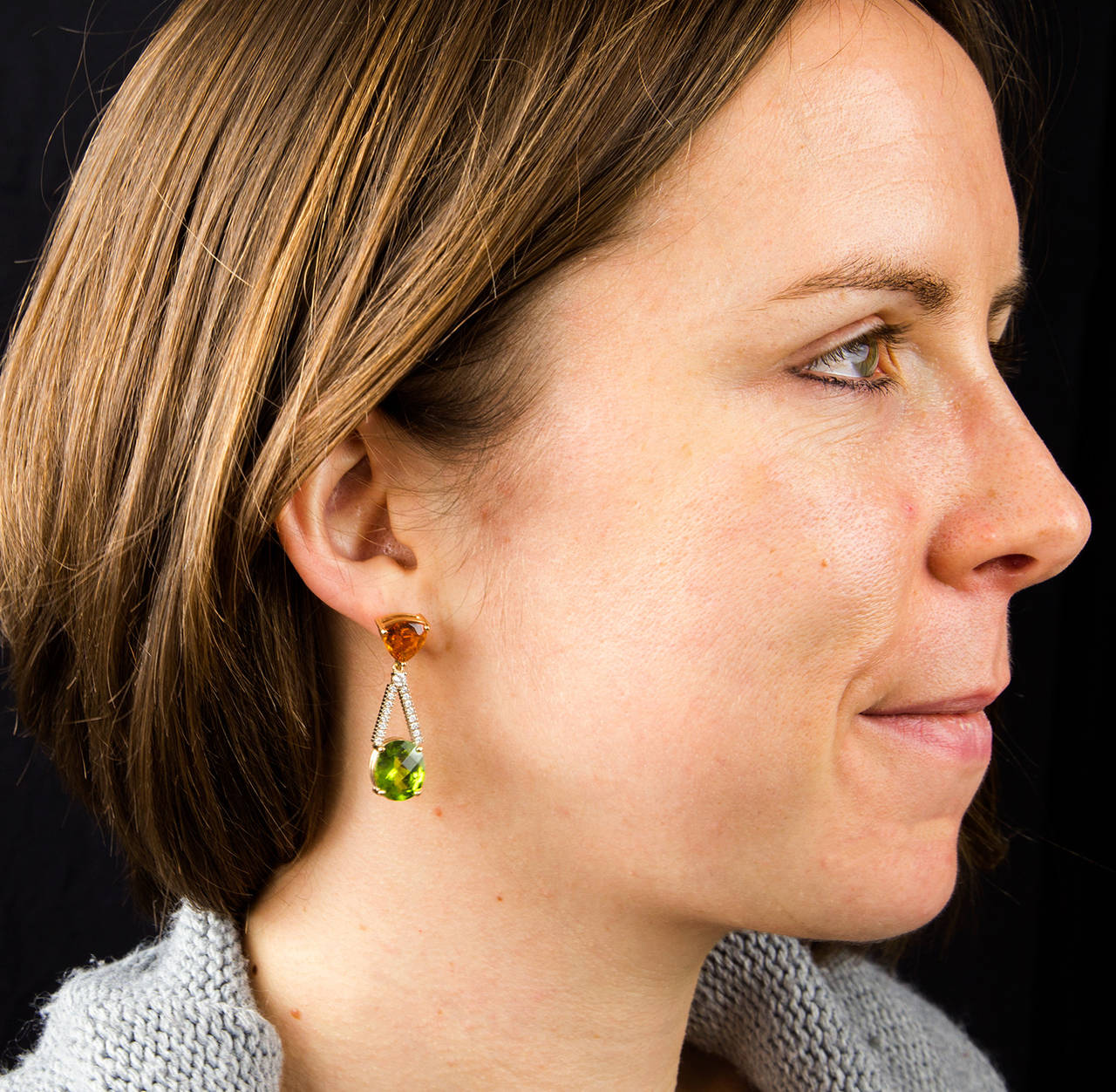Citrine Peridot Diamond Gold Drop Earrings at 1stDibs Citrine Peridot Diamond Gold Drop Earrings at 1stDibs
