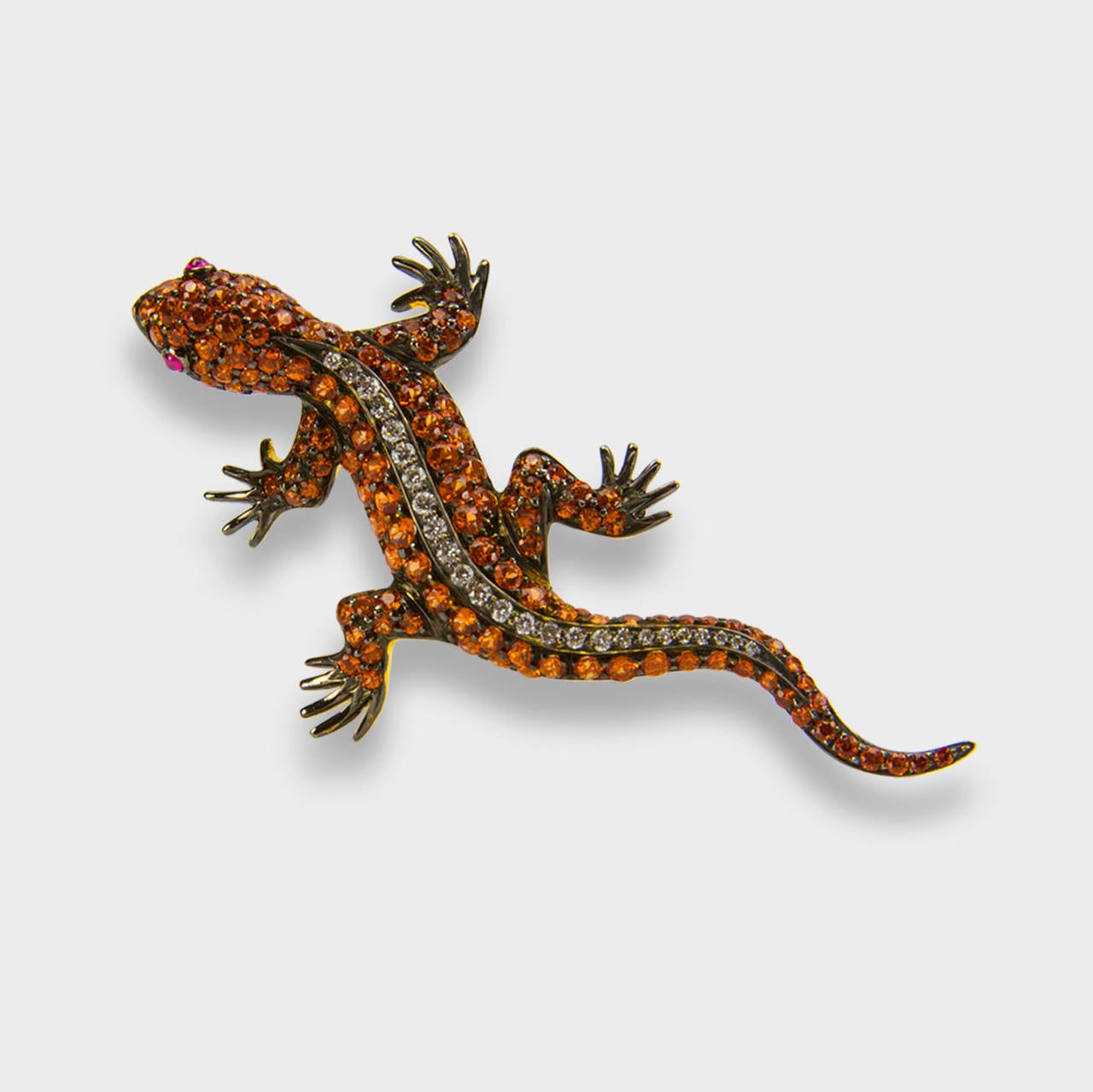 Orange Sapphire Diamond Gecko Lizard Gold Brooch Pin at 1stDibs ...