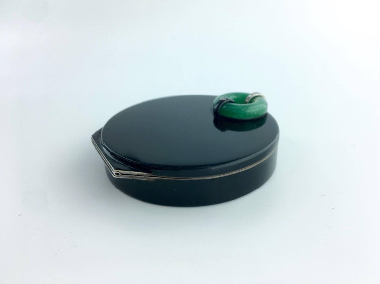 Cartier Paris 1920s Diamond Black Lacquer Powder Box at 1stDibs