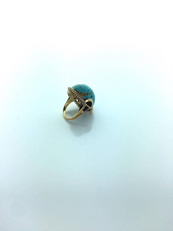1930s Turquoise Matrix Onyx Gold Ring For Sale at 1stDibs