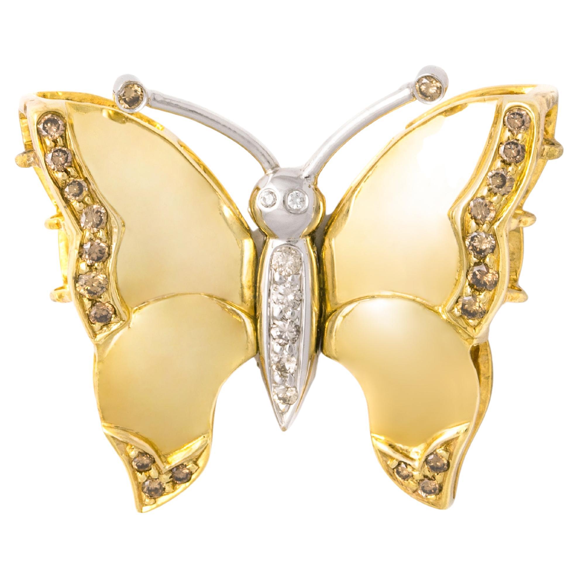 Diamond Gold Butterfly design Clasp For Sale at 1stDibs