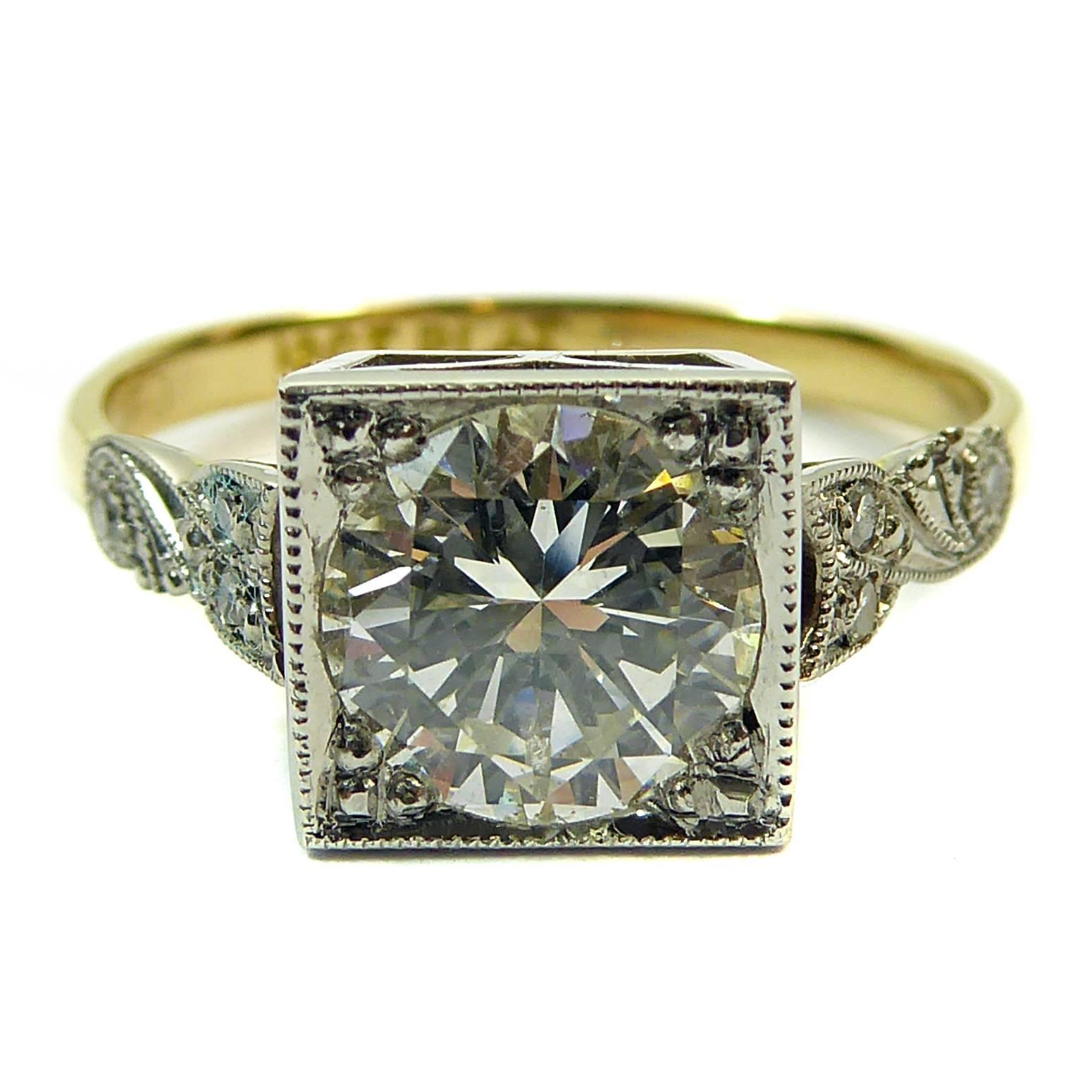 Edwardian 1.31 Carat Diamond Engagement Ring For Sale at 1stDibs