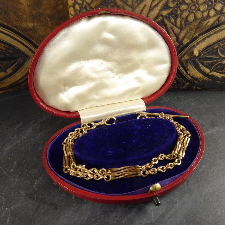 Edwardian Antique 9 Carat Rose Gold Watch Chain, circa 1900s at 1stDibs