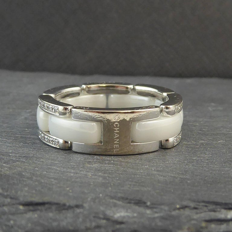 Chanel Ultra White Ceramic Diamond Ring, 18 Carat White Gold at 1stDibs ...