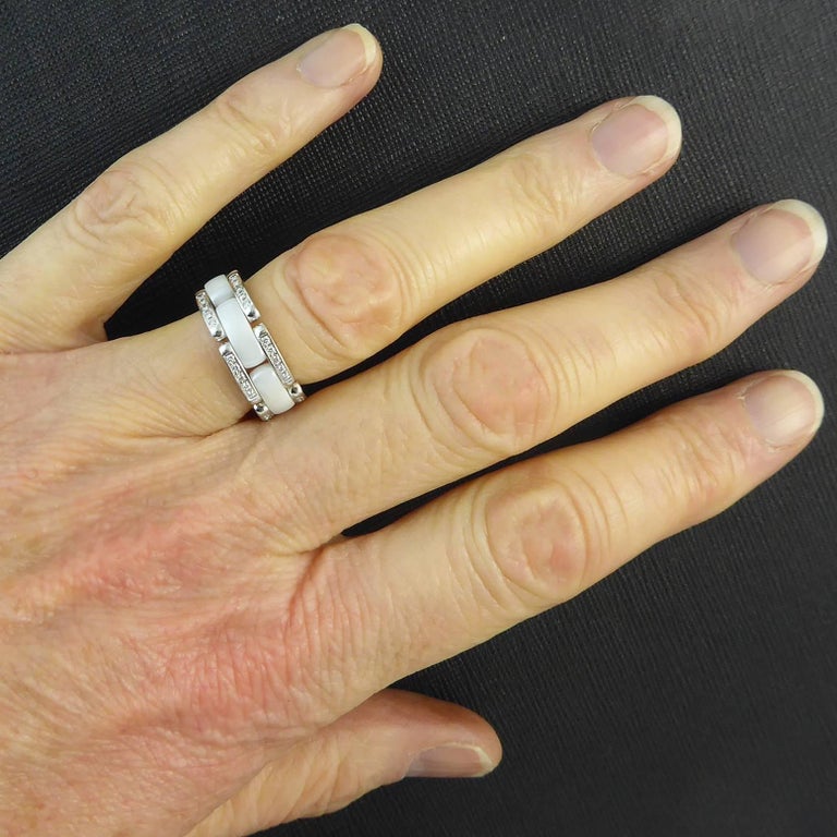 Chanel Ultra White Ceramic Diamond Ring, 18 Carat White Gold at 1stDibs ...