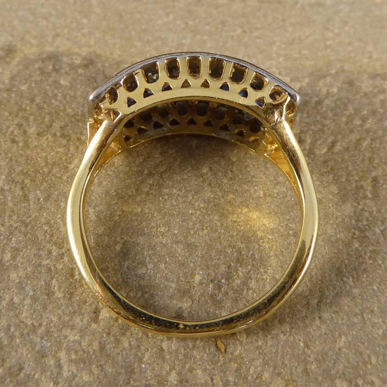 1930s Diamond and Sapphire Horizontal Panel Ring in 18 Carat Gold and ...