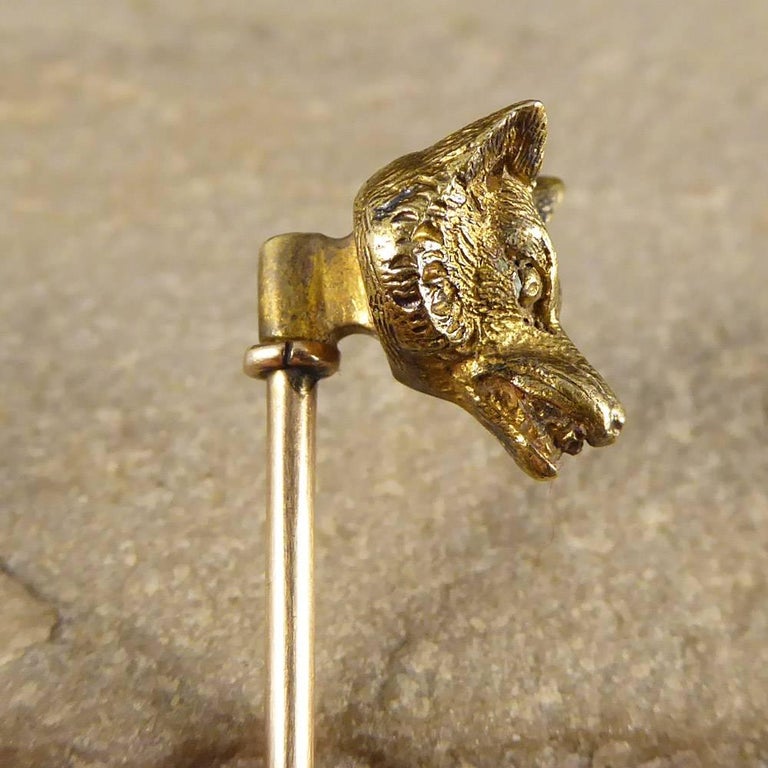 Edwardian Antique Fox Head Yellow Gold Pin at 1stDibs | fox head tie ...