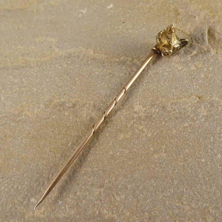 Edwardian Antique Fox Head Yellow Gold Pin at 1stDibs | fox head tie ...