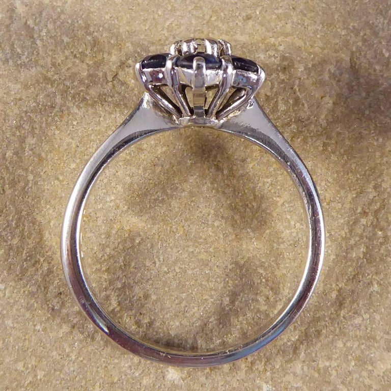 Graff Sapphire and Diamond Cluster 18 Carat White Gold Ring at 1stDibs