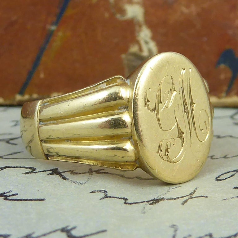 Edwardian Antique Gold Gents Signet Ring, Hallmarked London 1911, 18 ...
