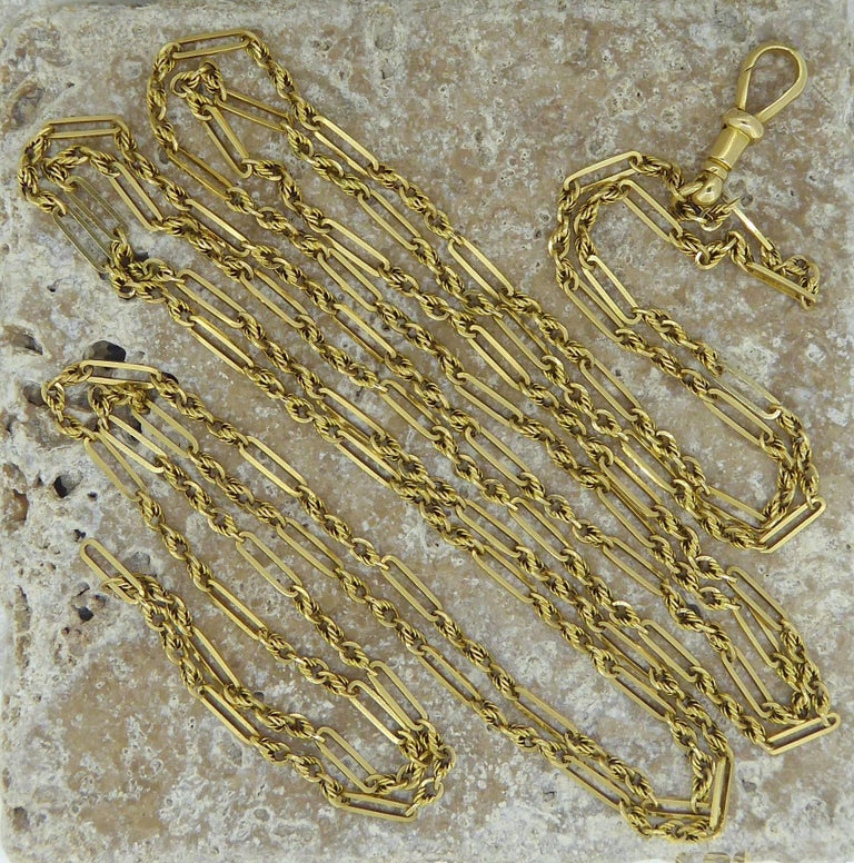 Antique Victorian Muff Chain, Fancy Links, 18 Carat Yellow Gold at ...