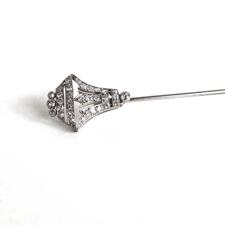 1920s Art Deco Diamond Jabot Pin at 1stDibs