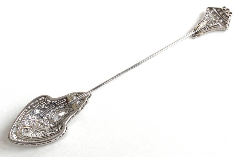 1920s Art Deco Diamond Jabot Pin at 1stDibs