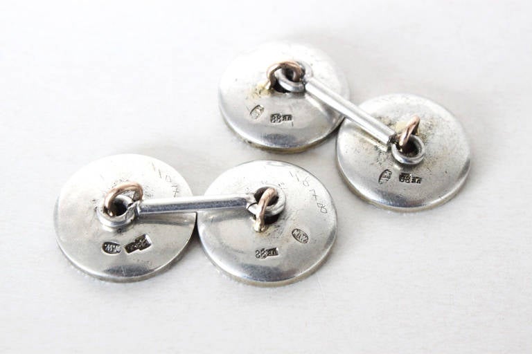 Faberge Enamel Diamond Cufflinks at 1stDibs
